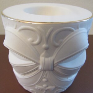 Lenox Votive Candle Holder Radiant Light Bow Votive 3.25 Bisque ...
