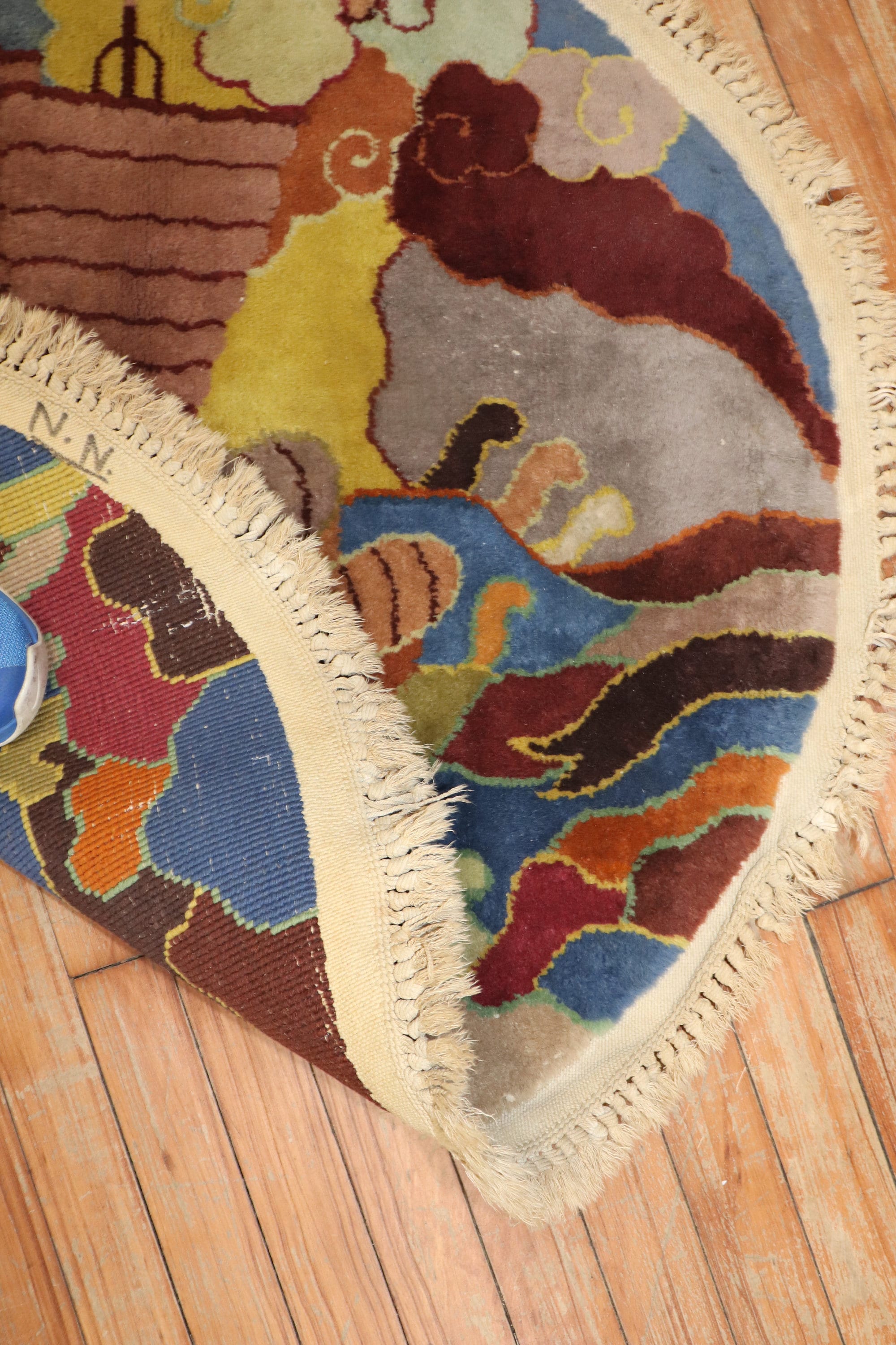 Antique Chinese Art Deco Nichols Round Rug 35'' - Etsy