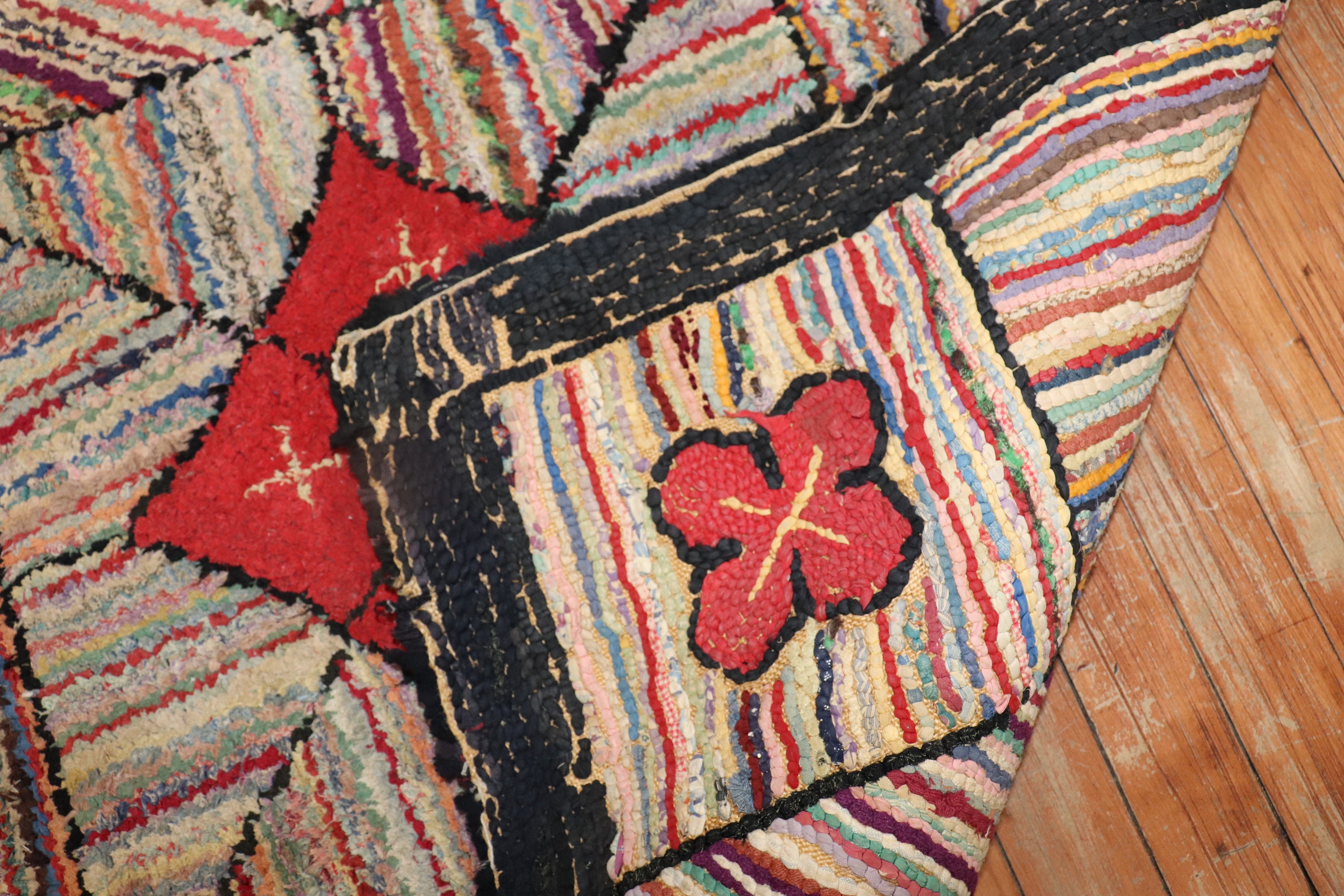 Vintage American Hooked Hook Rug 3'4''x3'4'' - Etsy