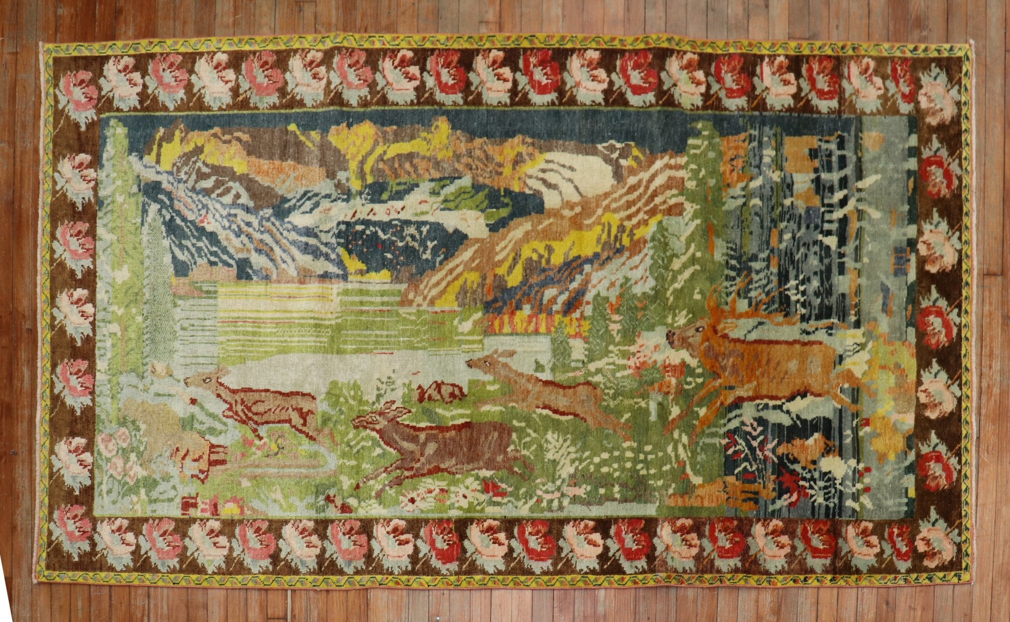 Antique Caucasian Karabagh Pictorial Rug Size 4'9''x8'9'' - Etsy