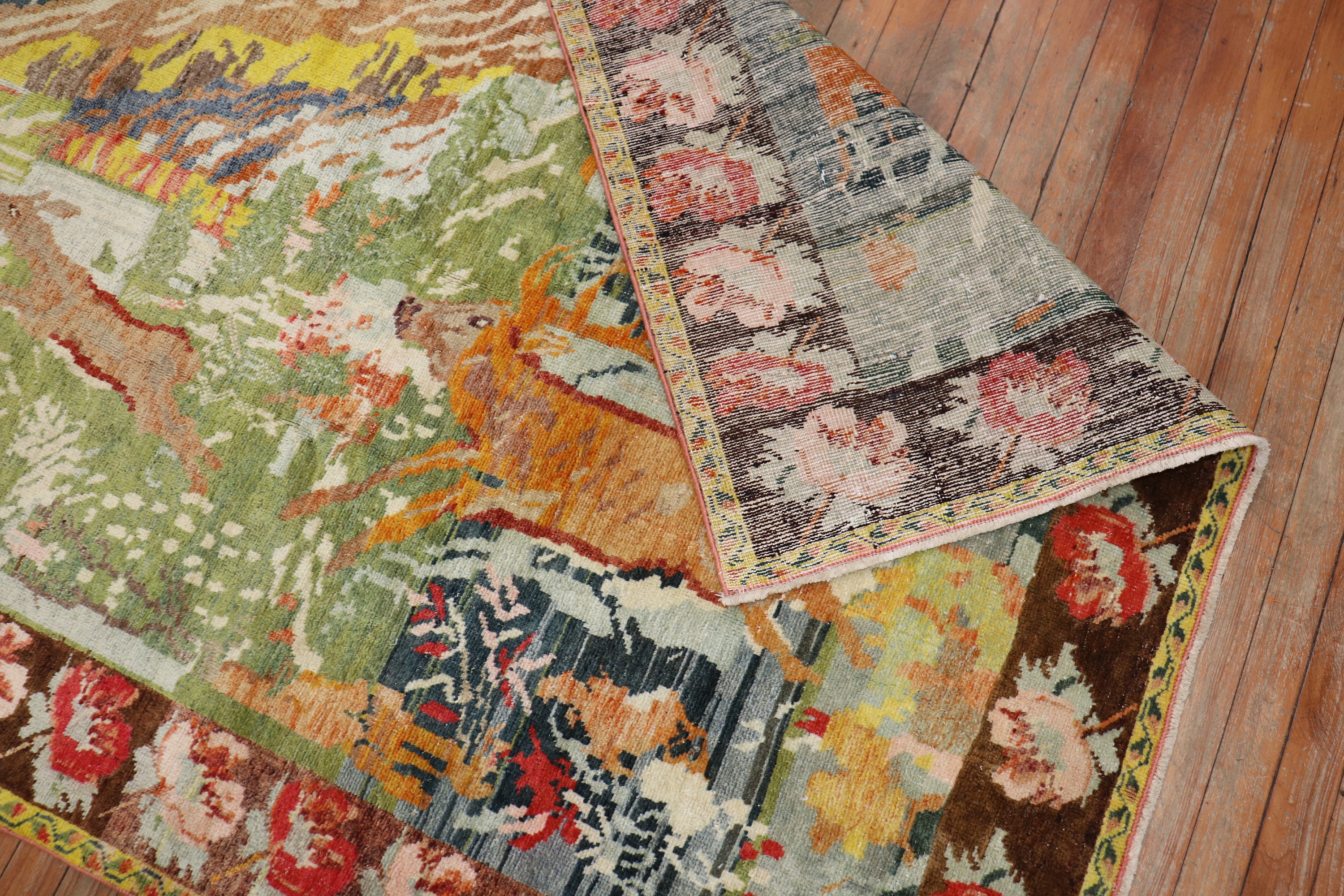 Antique Caucasian Karabagh Pictorial Rug Size 4'9''x8'9'' - Etsy