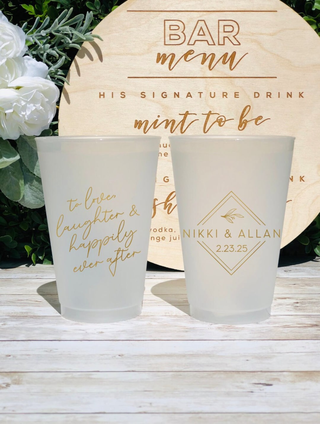 Custom Frosted Wedding Cups, 5oz, 8oz, 9oz, 10oz, 12oz, 14oz, 16oz ...