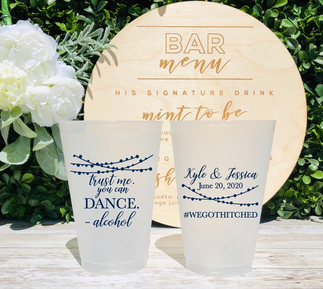 Custom Frosted Wedding Cups, 5oz, 8oz, 9oz, 10oz, 12oz, 14oz, 16oz ...