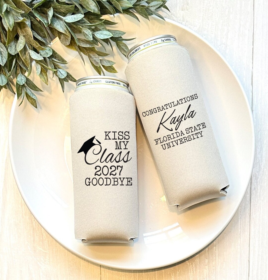Slim 12oz Custom Graduation Can Coolers, Kiss My Class Goodbye, Custom ...