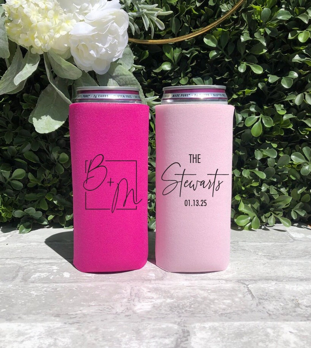 Slim Can Coolers: Custom Wedding Favors, Personalized Monogrammed Can ...