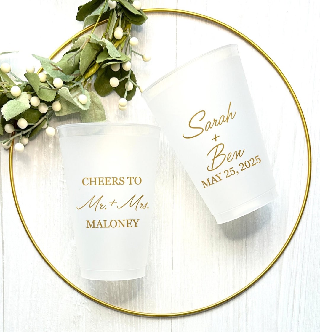 Custom Frosted Wedding Cups, 5oz, 8oz, 9oz, 10oz, 12oz, 14oz, 16oz ...