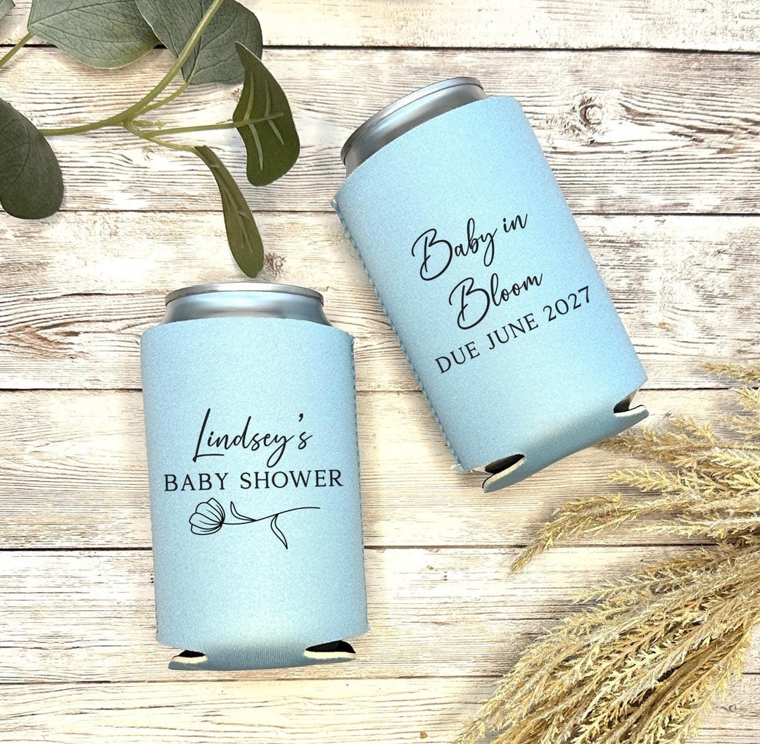 NEOPRENE Custom Baby Shower Can Coolers, Baby in Bloom Can Huggies ...