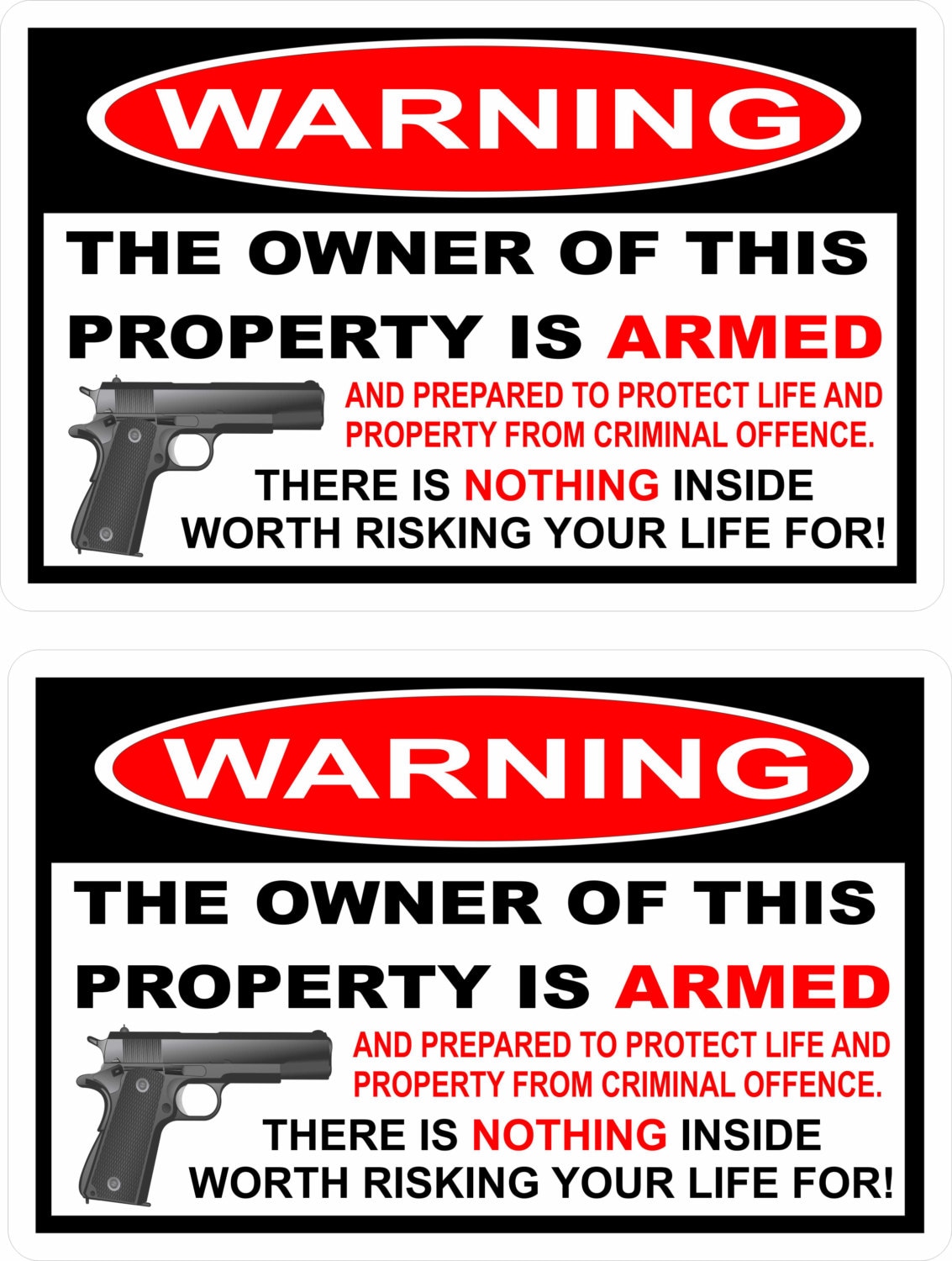 Gun Warning Stickers