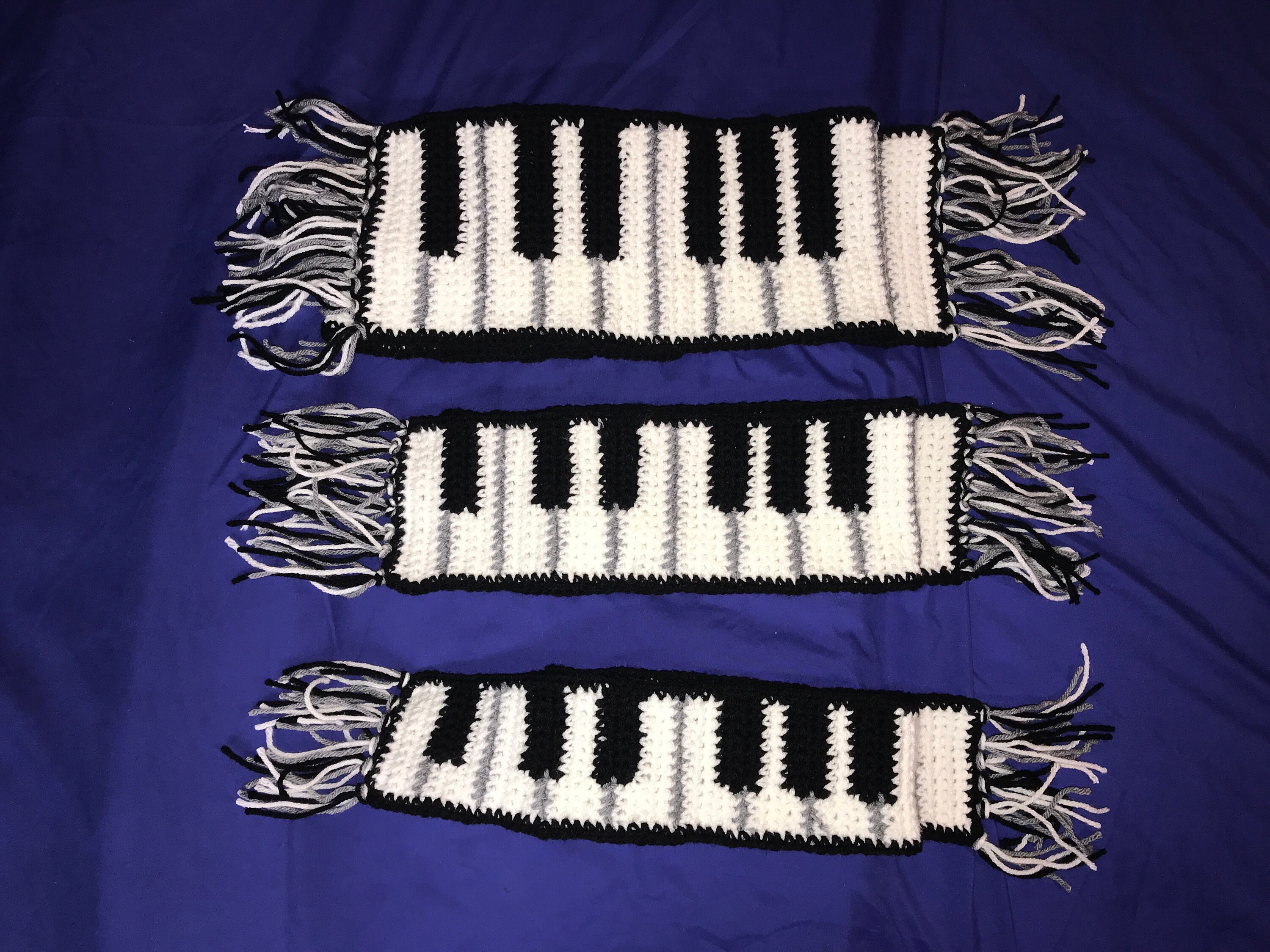 PDF Pattern for 9 Sizes of Crocheted Piano Scarves | Piano Scarf ...