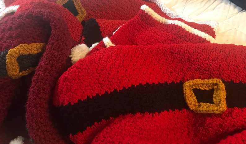 Handmade Crochet Santa Belt Buckle Made to Order Blanket - Etsy