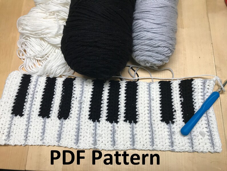 PDF Pattern for 9 Sizes of Crocheted Piano Scarves | Piano Scarf ...