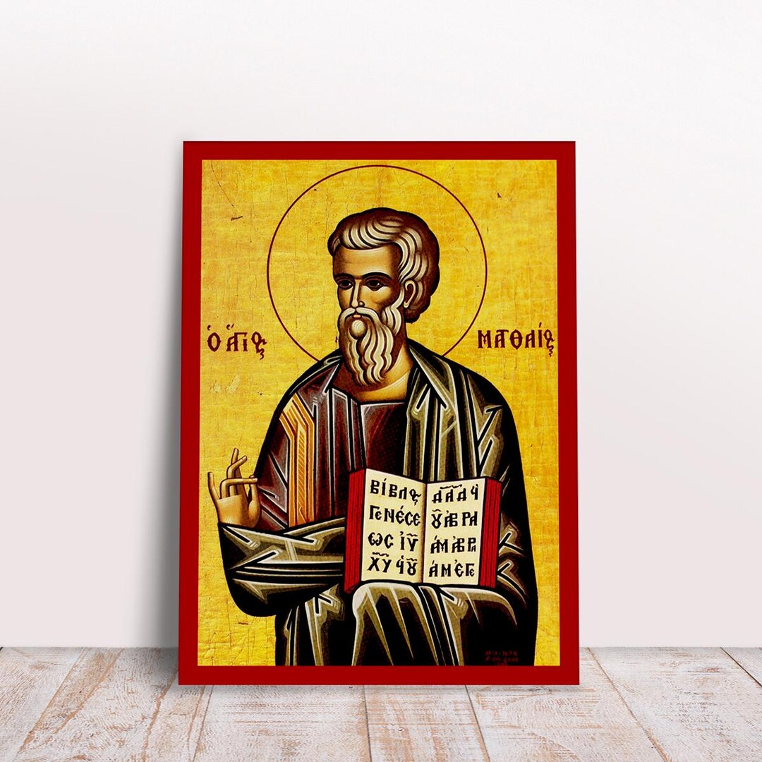 Wooden Icon of Saint Apostle Matthew the Evangelist Greek Premium ...