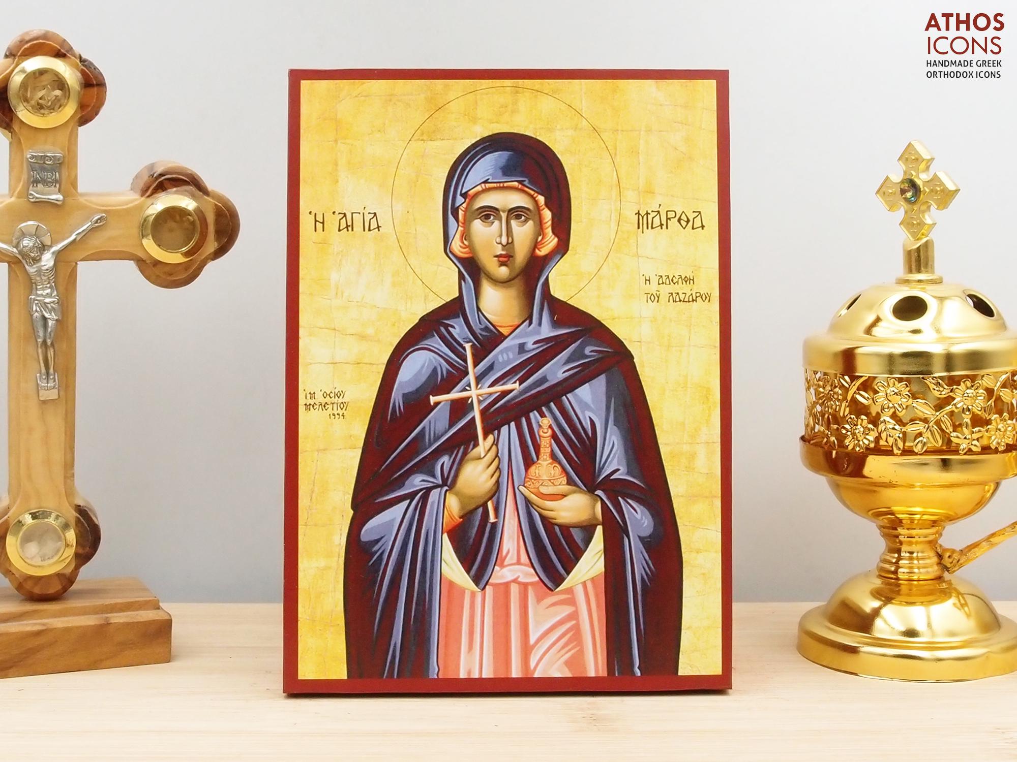 Saint Martha of Bethany Sister of Lazarus Icon Handmade Greek Orthodox ...