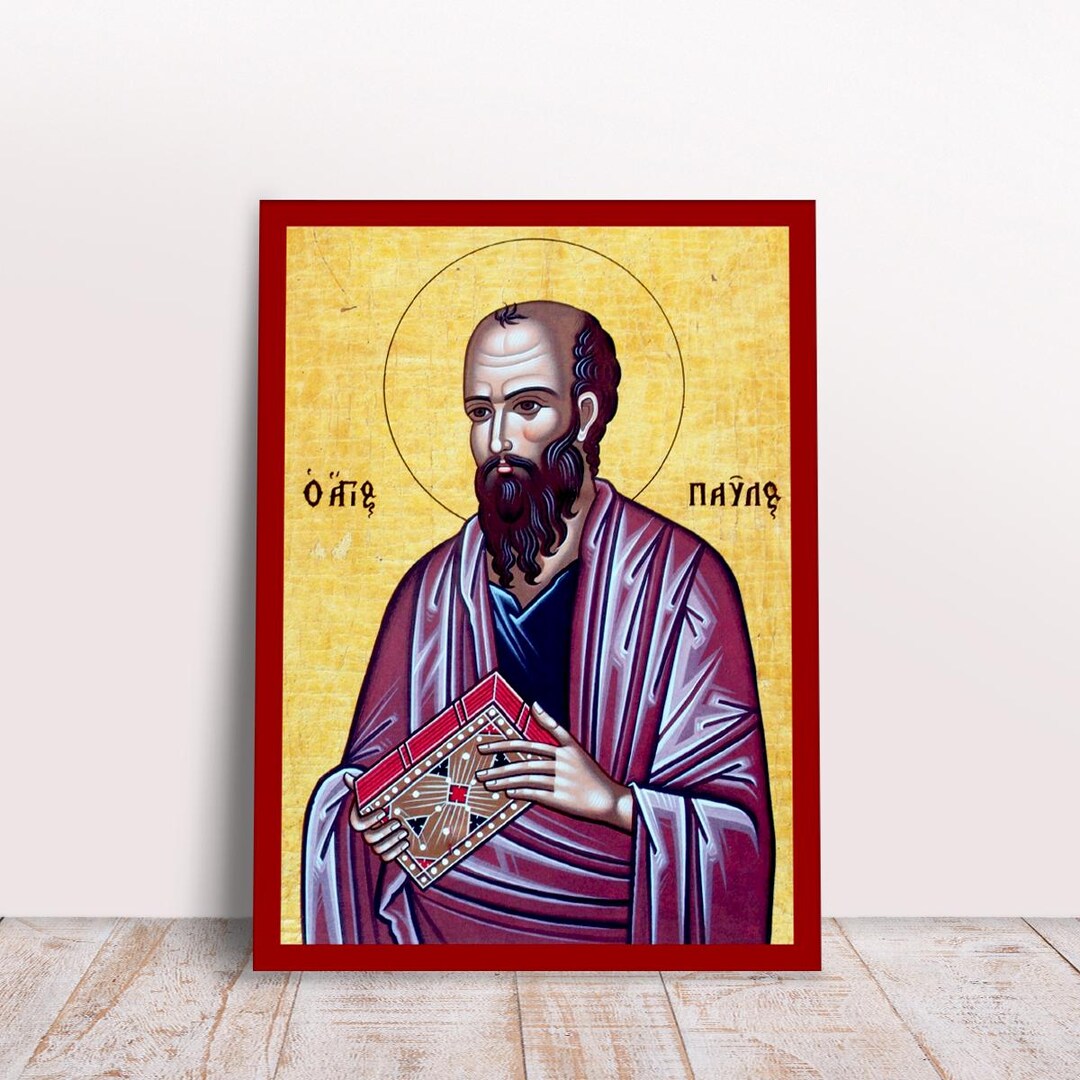 Wooden Icon of Saint Apostle Paul Greek Premium Handmade Byzantine ...