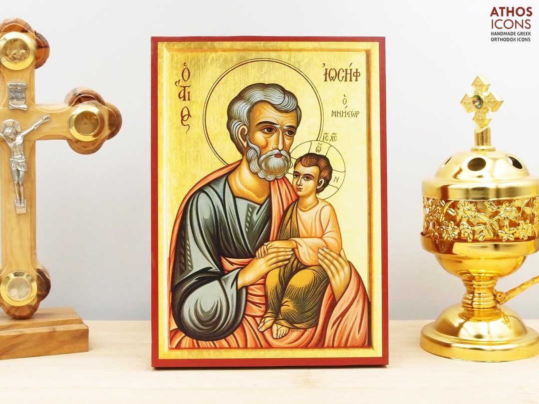 Saint Joseph the Betrothed Orthodox Icon, Handmade Wooden Byzantine ...