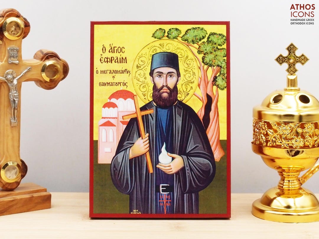 Saint Ephraim of Nea Makri the Neomartyr : Wooden Handmade Greek ...