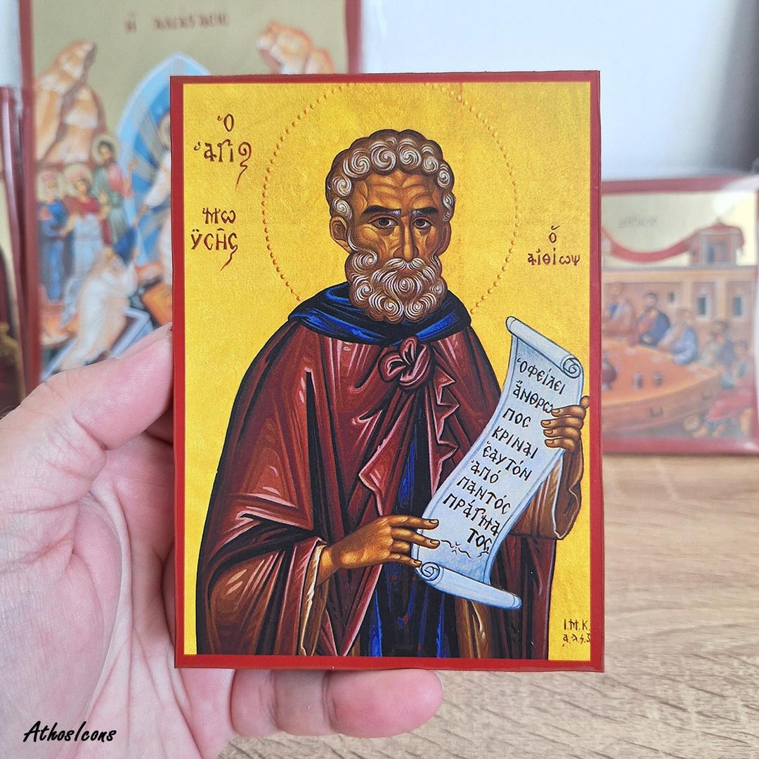 Saint Moses the Ethiopian, Wooden Handmade Icon Greek Premium Byzantine ...