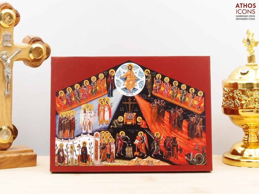 The Last Judgment, Wooden Handmade Icon Greek Premium Byzantine Style ...