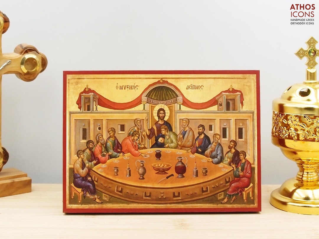 The Last Supper Jesus Christ With Apostles : Wooden Handmade Greek ...