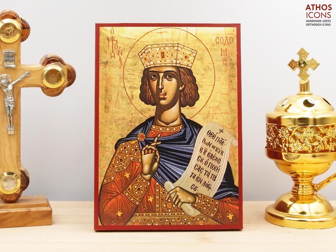 Saint Prophet Solomon Orthodox Icon, Handmade Wooden Byzantine Greek ...