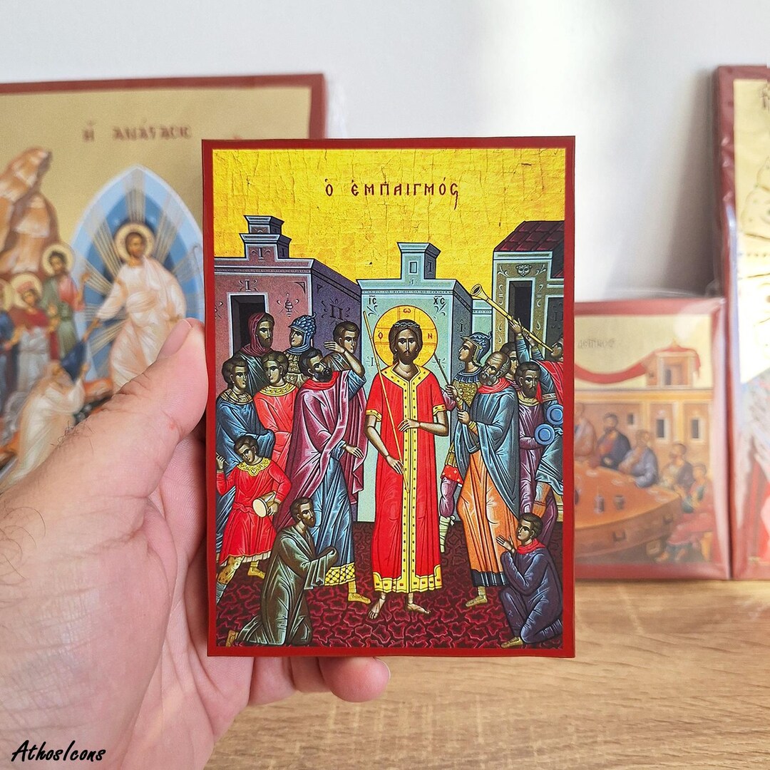 The Mocking of Jesus Christ, Wooden Handmade Icon Greek Premium ...