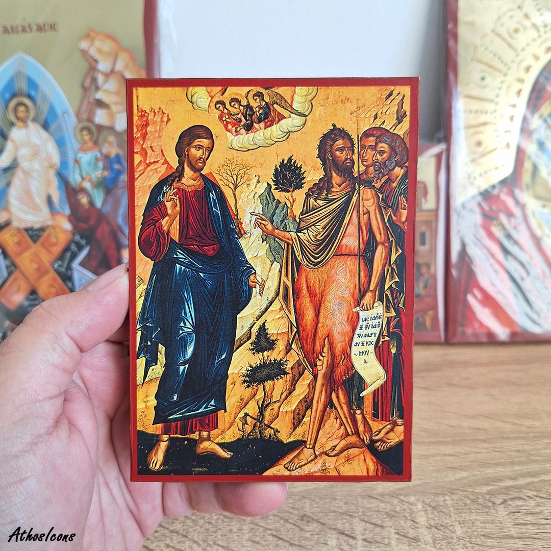 Jesus Christ and St John the Forerunner behold the Lamb of God, Wooden ...