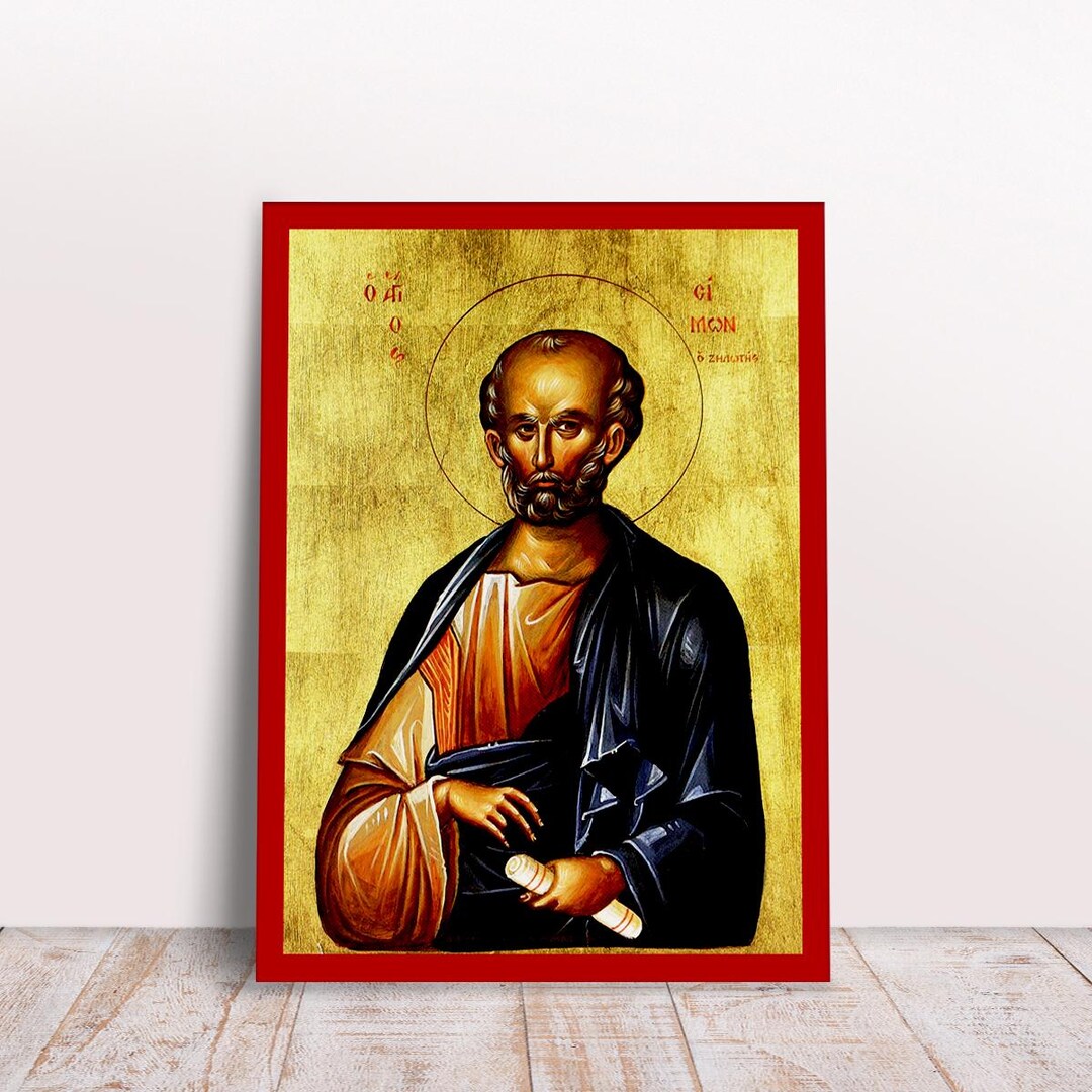 Wooden Icon of Saint Apostle Simon the Zealot Greek Premium Handmade ...