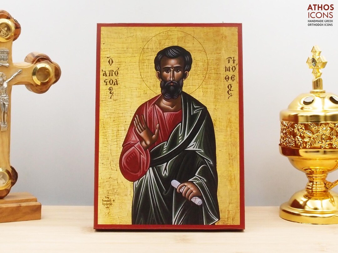 Saint Apostle Timothy Orthodox Icon, Handmade Wooden Byzantine Greek ...