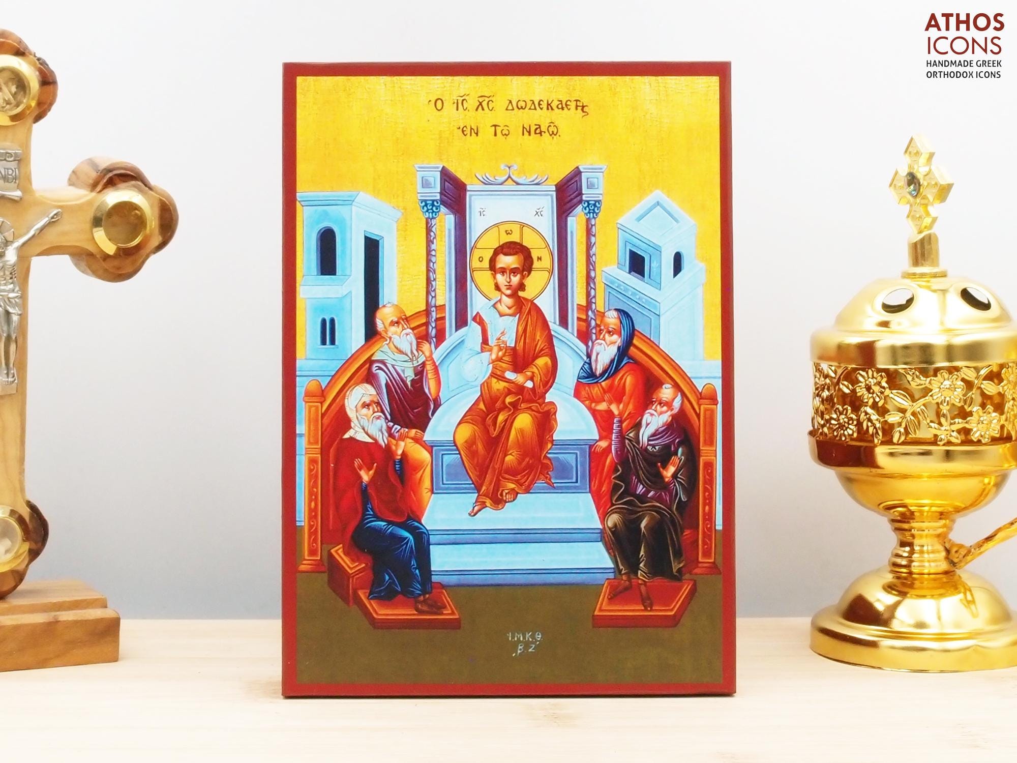 The Boy Jesus Christ at the Temple, Wooden Handmade Icon Greek Premium ...