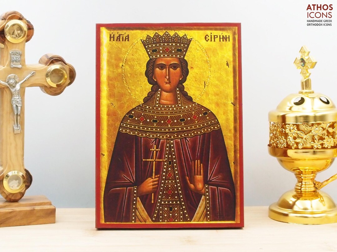 Saint Irene the Great-martyr Orthodox Icon, Handmade Wooden Byzantine ...