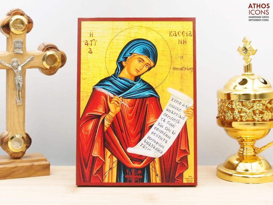 Saint Kassia “kassiani” the Hymnographer Icon Handmade Greek Orthodox ...