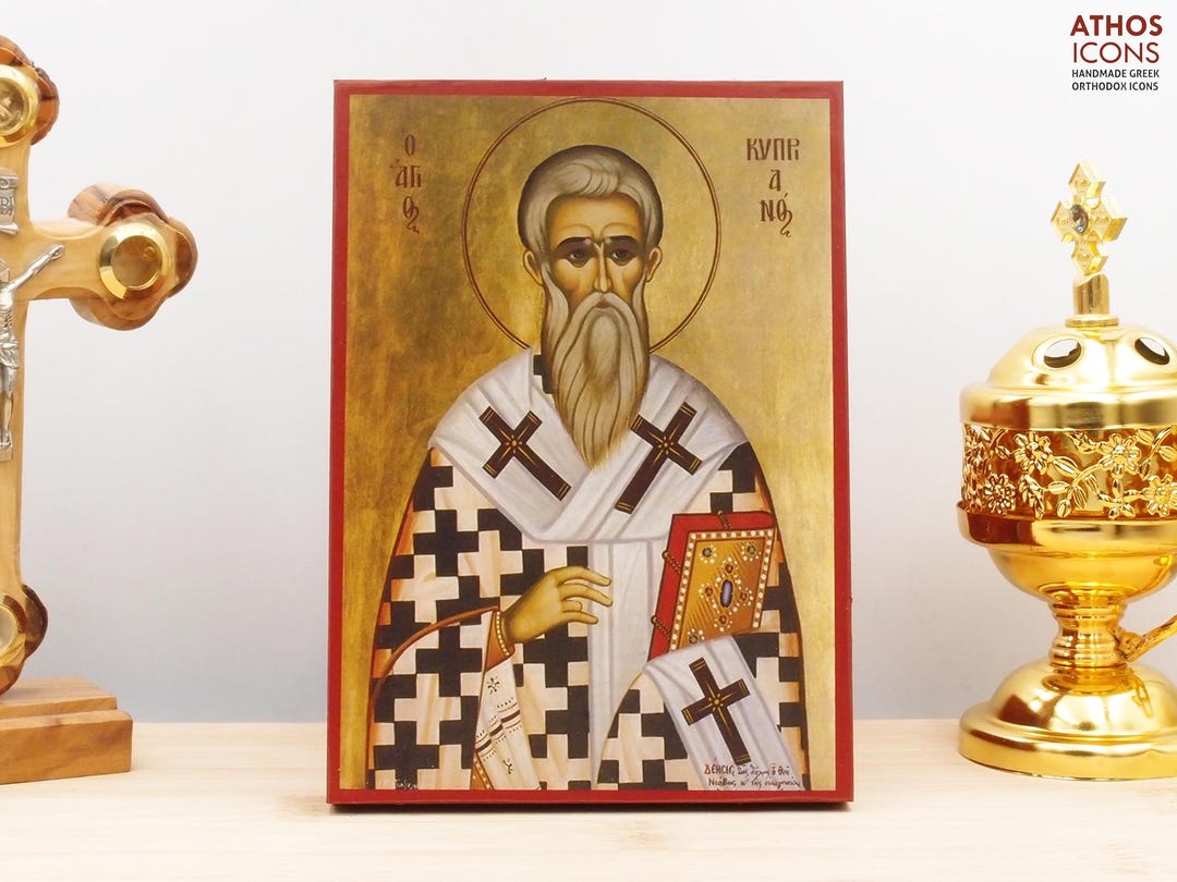 Saint Cyprian “cyprianus” : Wooden Handmade Greek Byzantine Orthodox ...