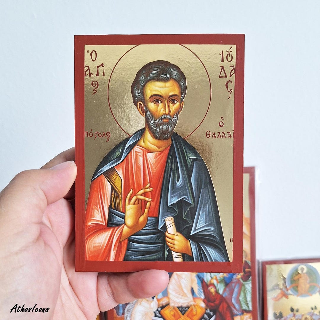 Saint Apostle Jude Thaddaeus, Wooden Handmade Icon With Gold Foil Greek ...