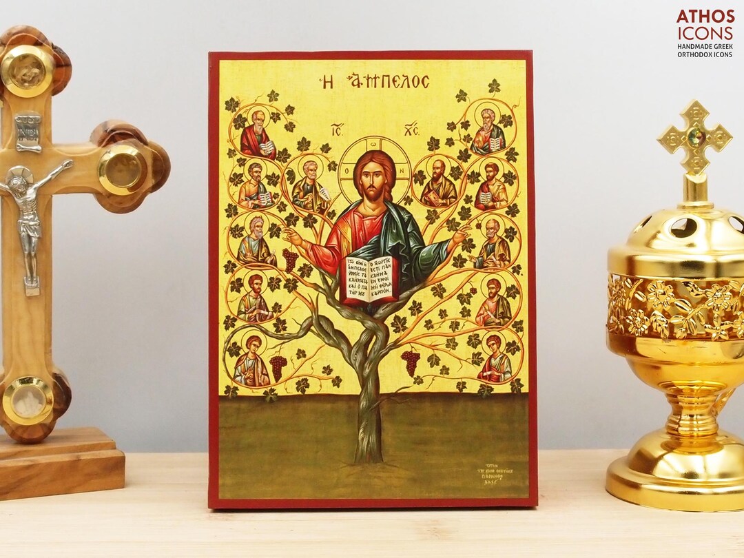 Jesus Christ With Apostles on the Vine "ampelos" : Wooden Handmade ...