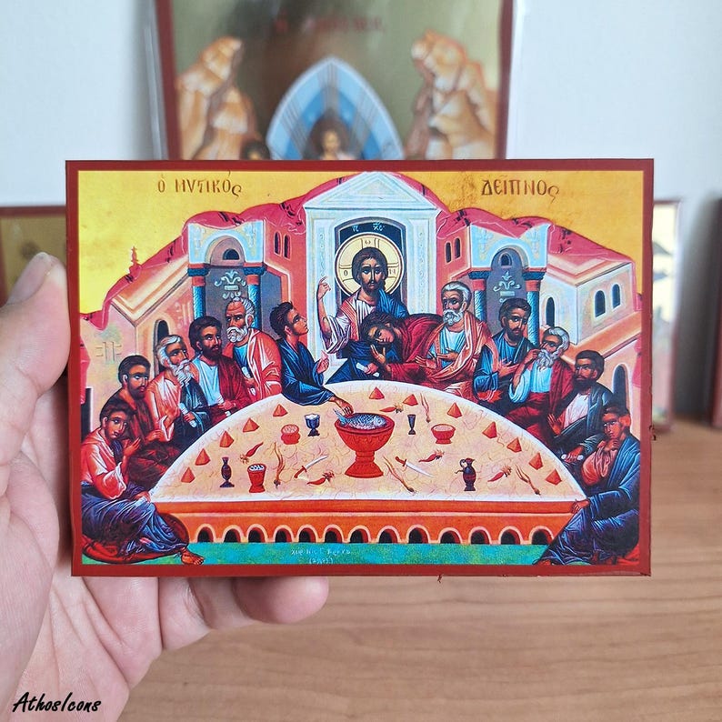 The Last Supper, Jesus Christ With Apostles, Wooden Handmade Icon Greek ...