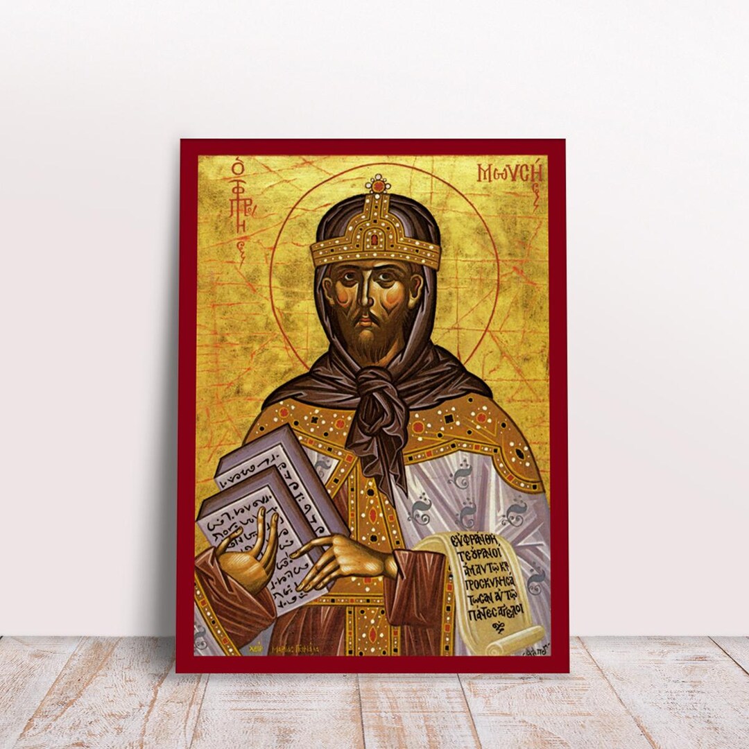 Wooden Icon of Saint Prophet Moses Greek Premium Handmade Byzantine ...