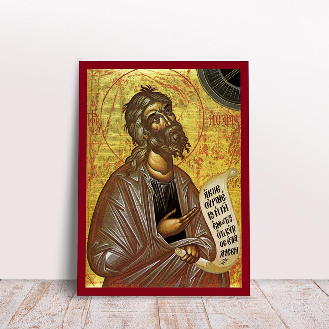 Wooden Icon of Saint Prophet Isaiah Greek Premium Handmade Byzantine ...