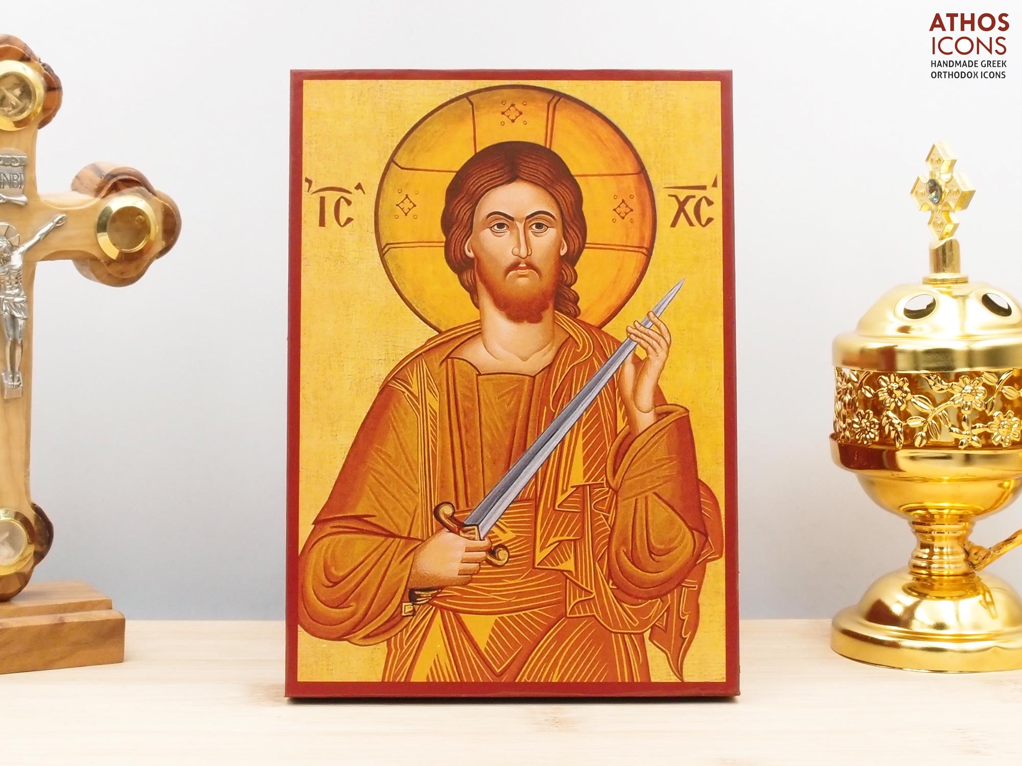 Jesus Christ Holding a Spiritual Sword "cutting" Sins, Wooden Handmade ...