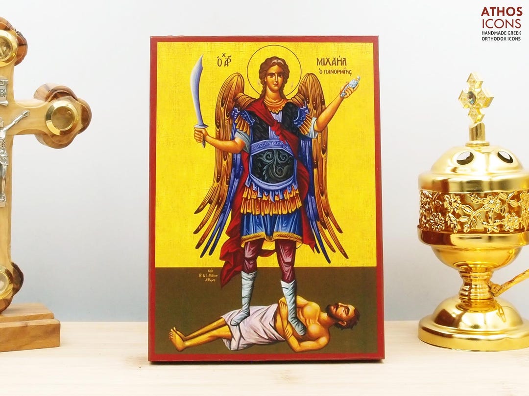 Archangel Michael Panormitis of Symi Fullbody, Wooden Handmade Icon ...