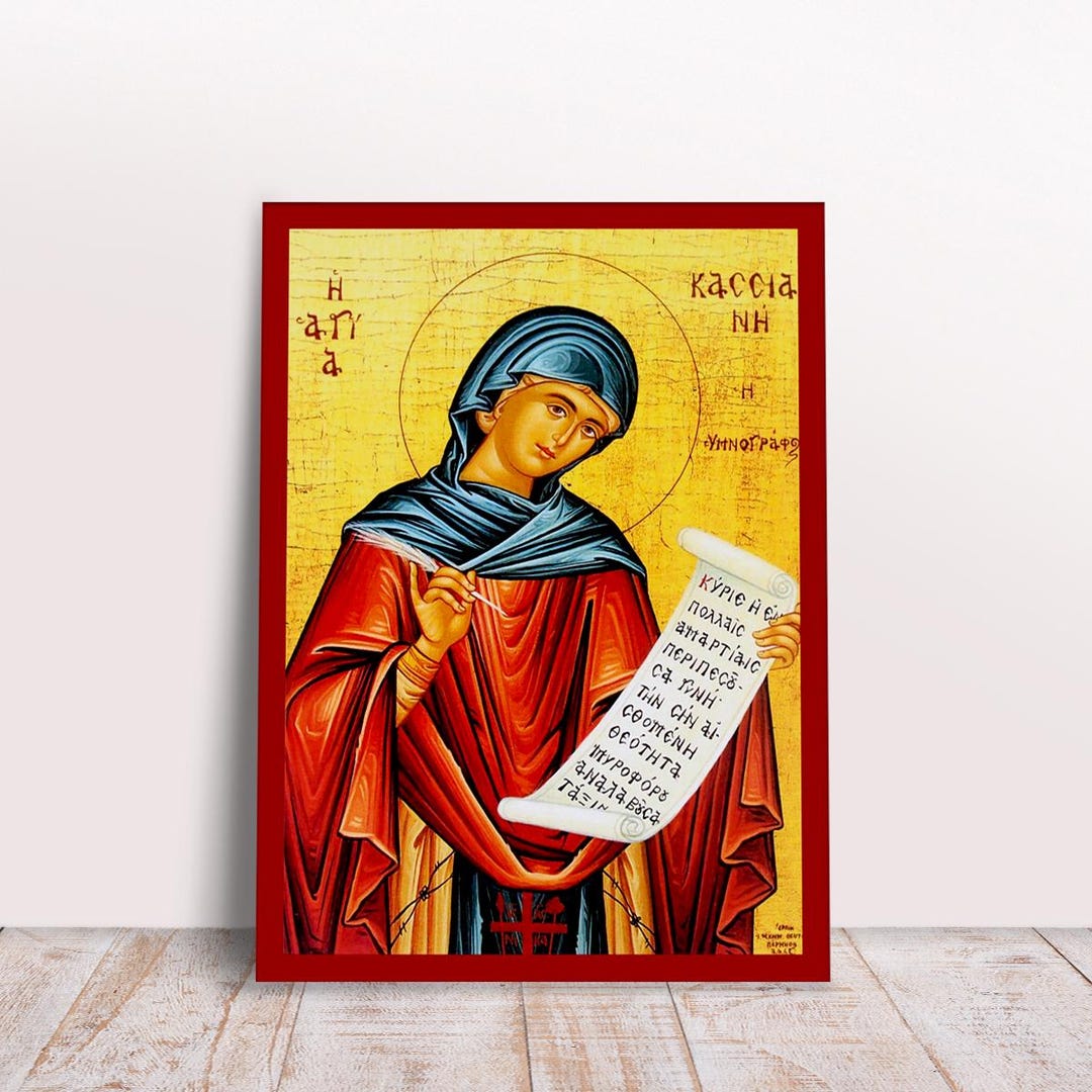 Wooden Icon of Saint Kassia kassiani the Hymnographer Greek Premium ...