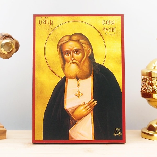 St Seraphim Icon - Etsy