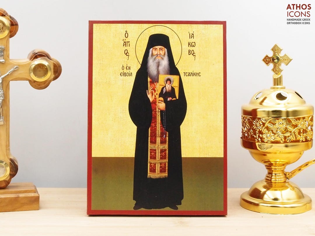 Saint Iakovos Tsalikis Fullbody Orthodox Icon, Handmade Wooden ...