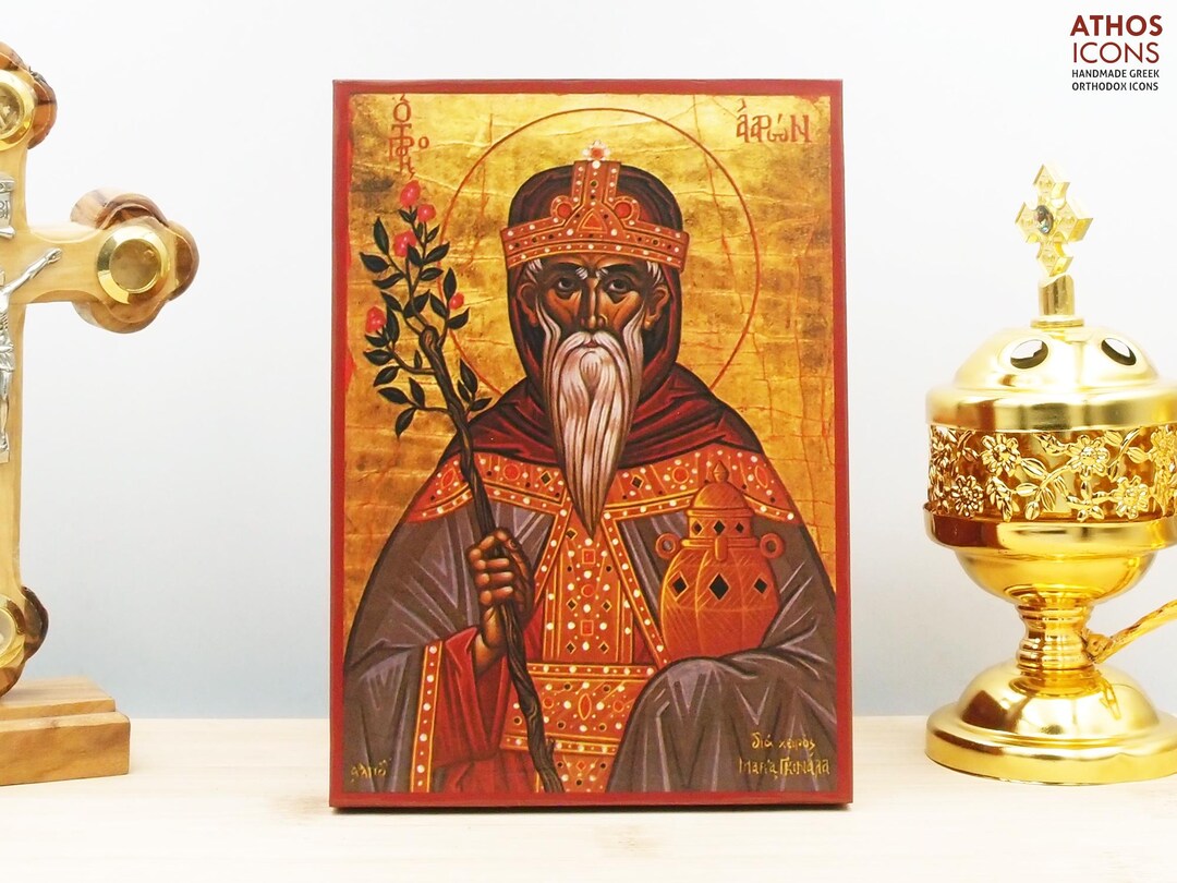 Saint Prophet Aaron Orthodox Icon, Handmade Wooden Byzantine Greek ...