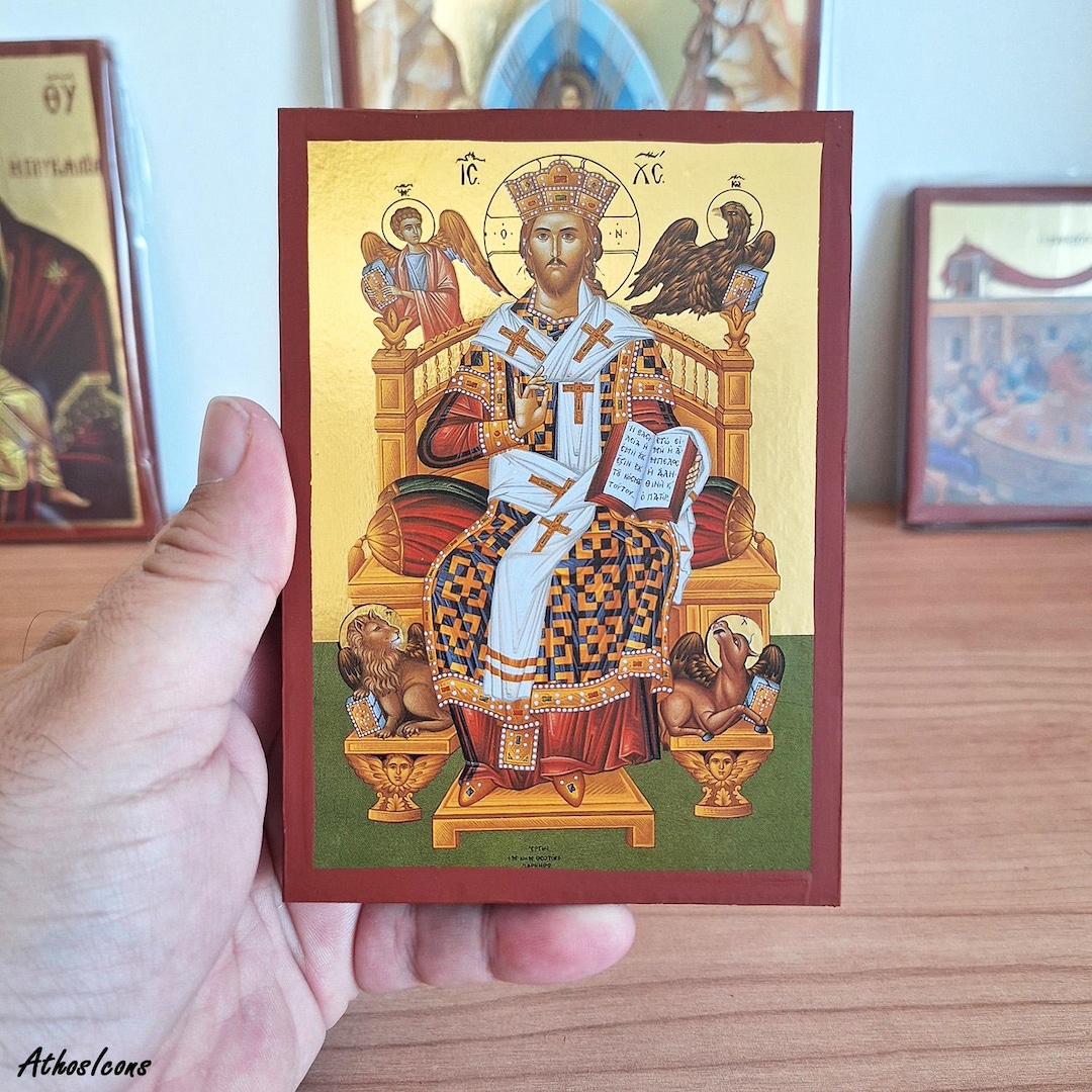 Jesus Christ the Great High Priest. Wooden Handmade Icon With Gold Foil ...