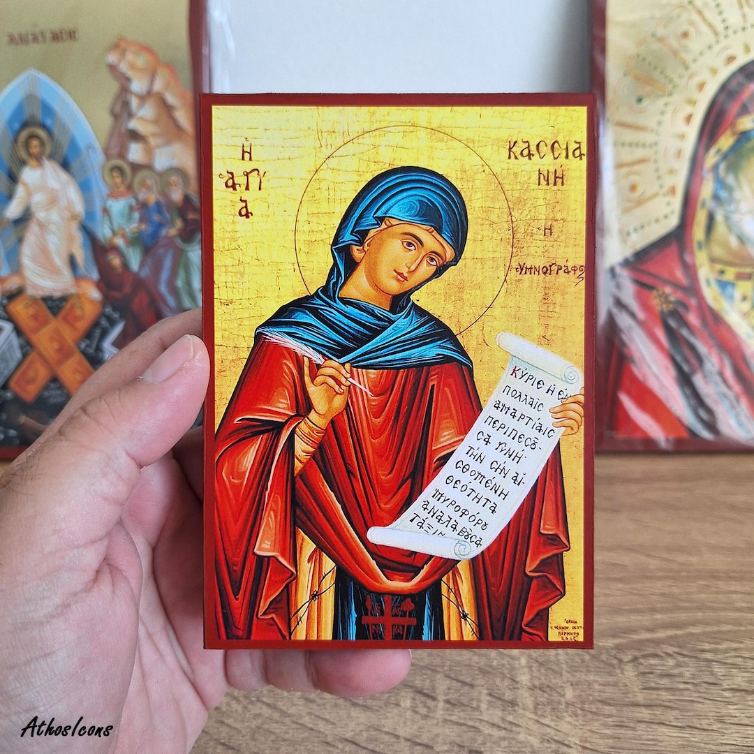Saint Kassia kassiani the Hymnographer, Wooden Handmade Icon Greek ...