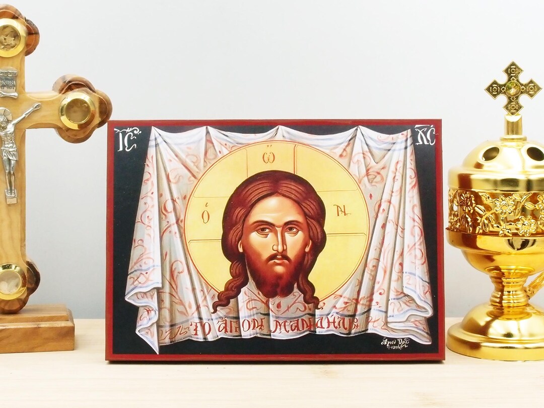 The Holy Napkin of Jesus Christ, Wooden Handmade Icon Greek Premium ...