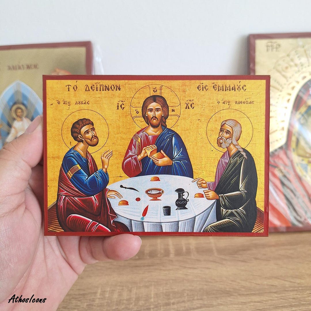 Jesus Christ the Supper at Emmaus, Wooden Handmade Icon Greek Premium ...