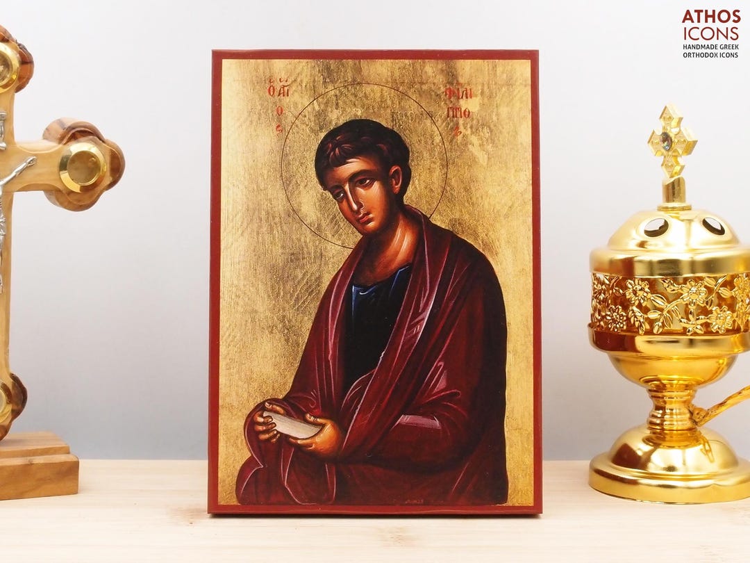 Saint Apostle Philip Icon Handmade Greek Orthodox Byzantine Wooden Wall ...