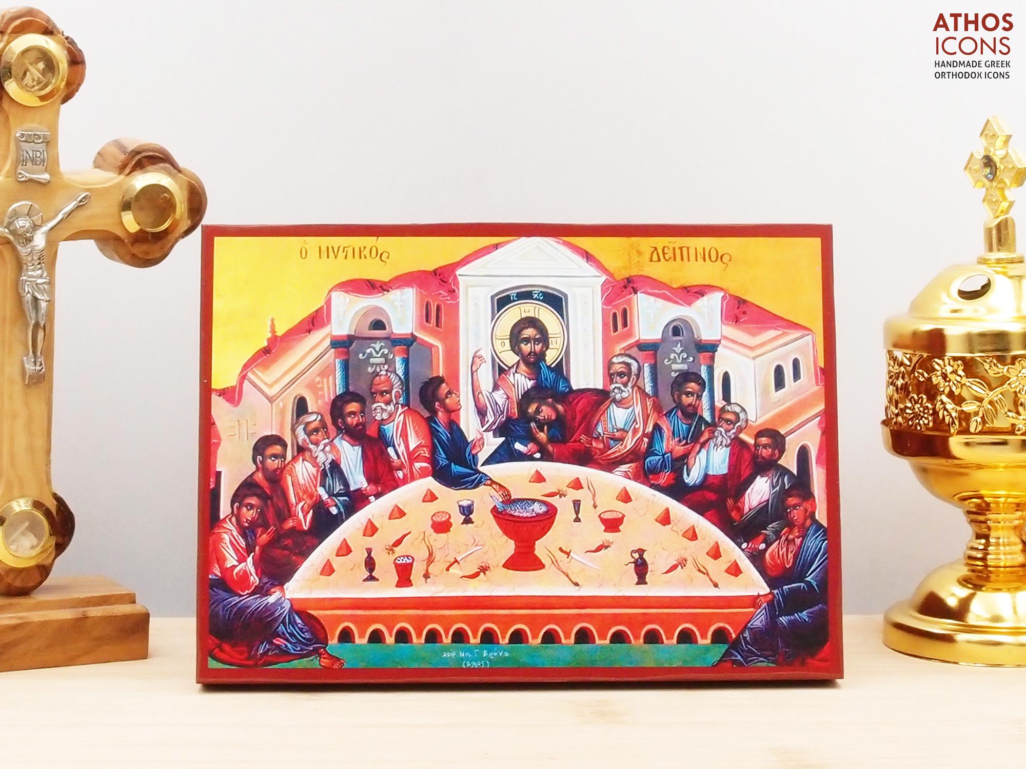 The Last Supper, Wooden Handmade Icon Greek Premium Byzantine Style ...