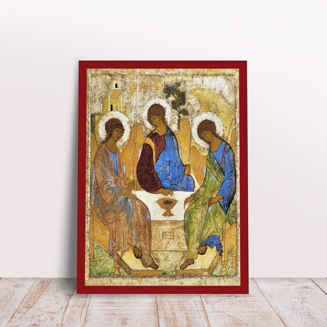 Wooden Icon of Old Testament Holy Trinity Greek Premium Handmade ...